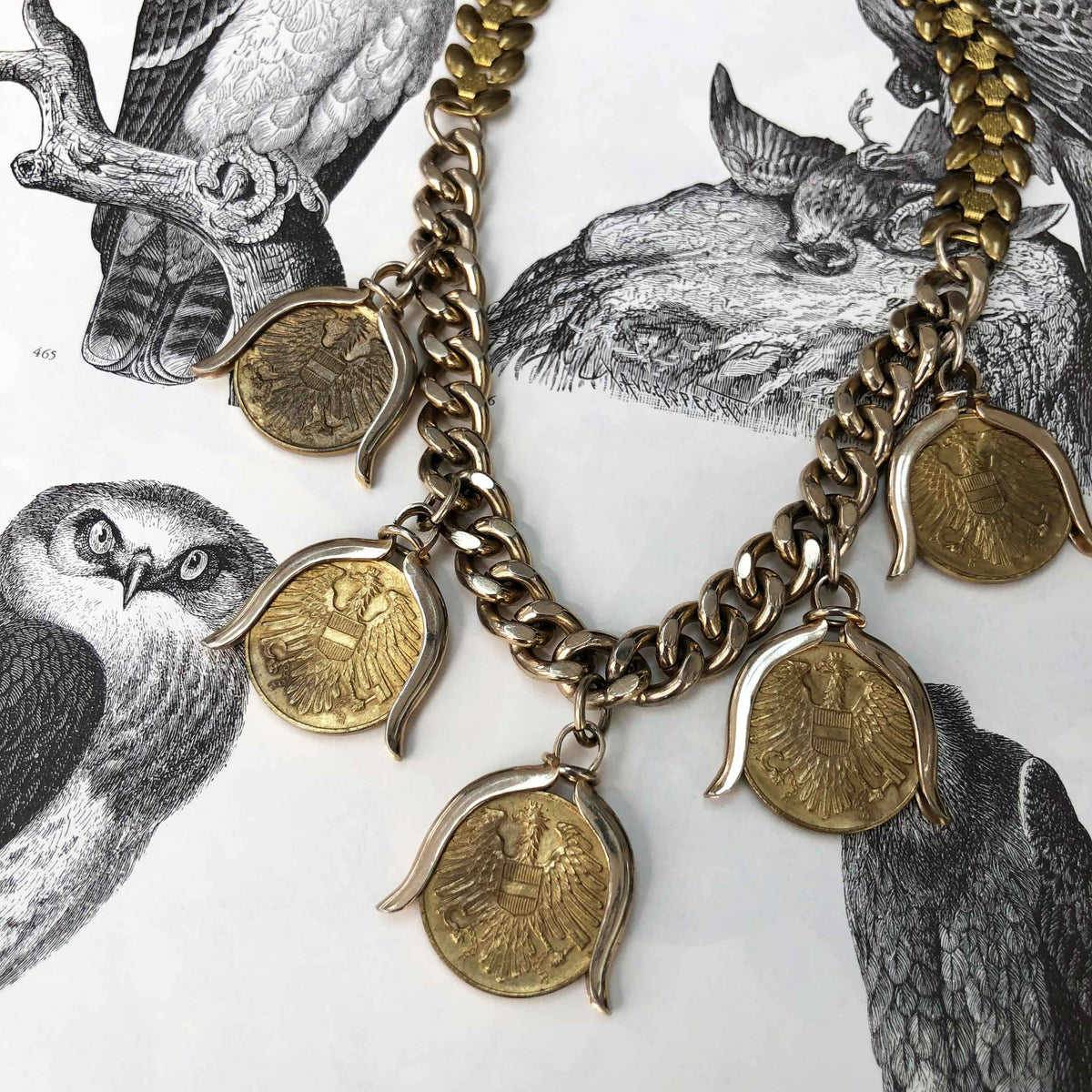 Golden Eagle Coin Necklace – Feather & Foxglove